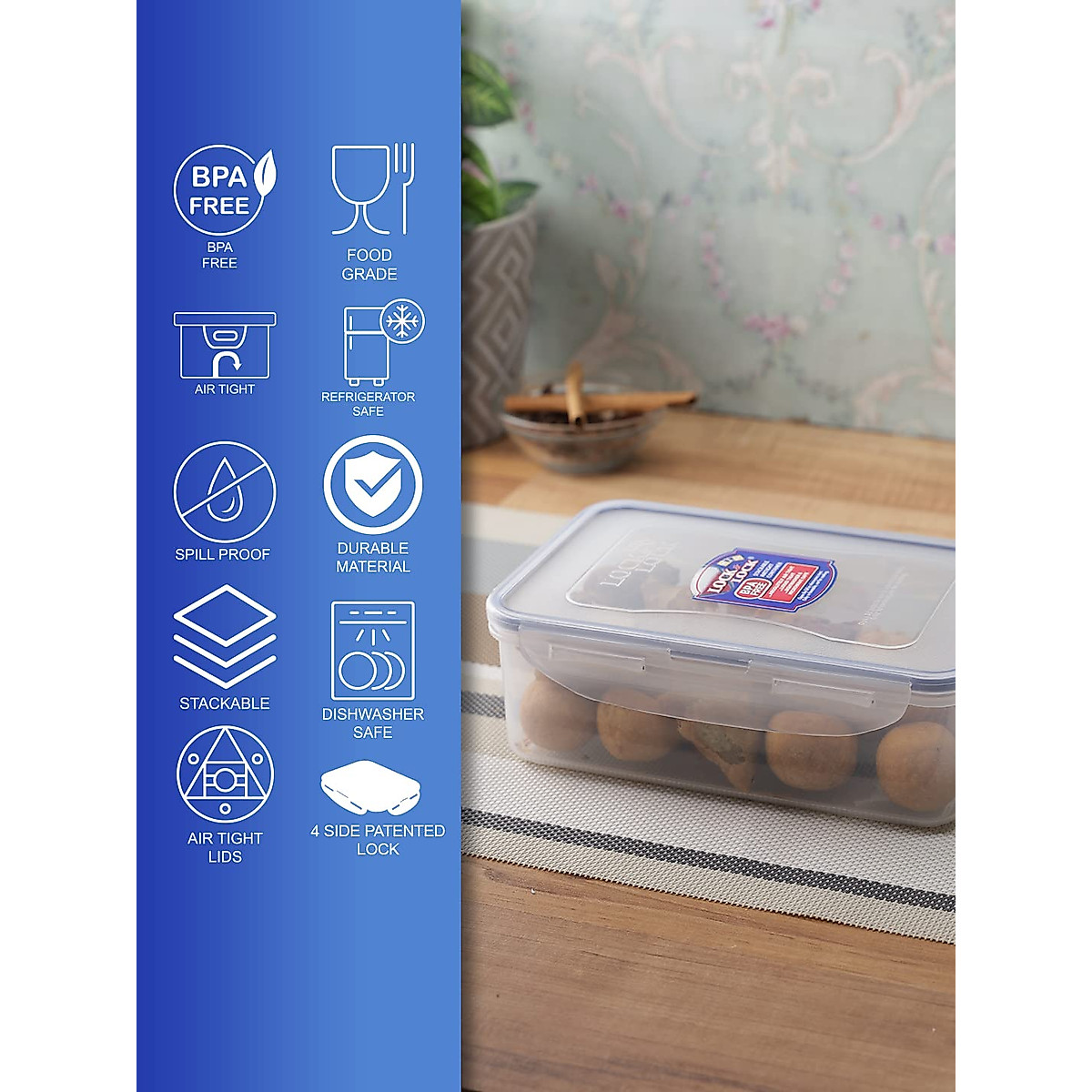 LOCK & LOCK Airtight Rectangular Food Storage Container 33.81-oz / 4.23-cup