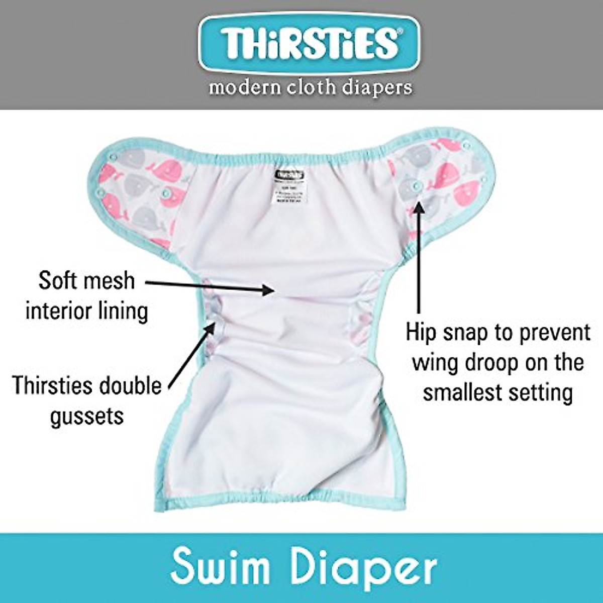 Thirsties Reusable Swim Diaper, Snap Closure, Palm Paradise Size One (6-18 lbs)