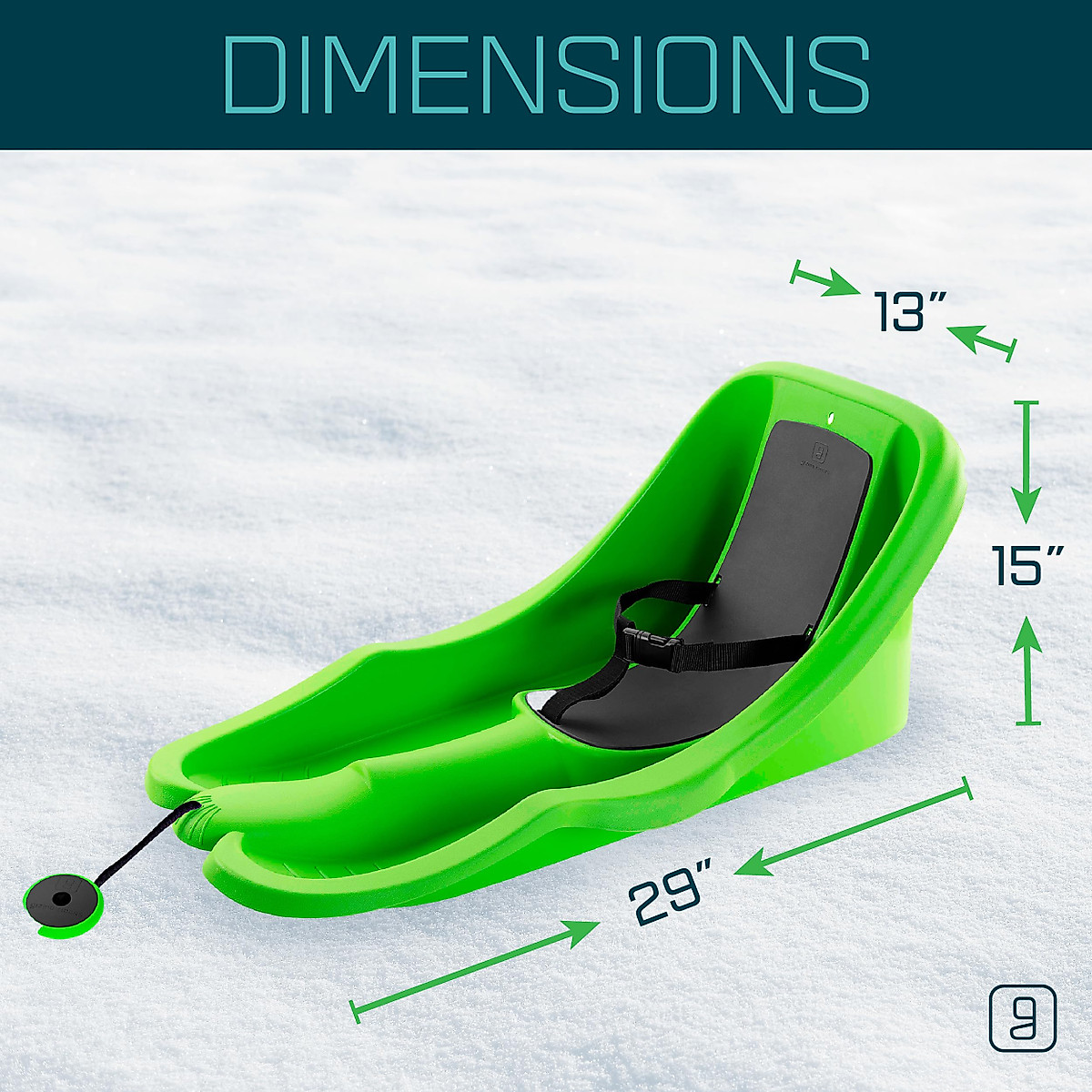 Gizmo Riders: Baby, Toddler Sled - 3-Point Safety Harness, Retractable Tow Strap, Anti-Slip Seat, Sturdy Plastic Snow Sleds for Kids and Infants, Outdoor Toys, Snow Toys, 6 Months +, Up to 55 lbs