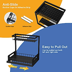 FOLLOWIN Multi-Purpose Slide Out Organizers and Storage,2 Tier Under Sink Organizer for Kitchen Bathroom,Under Sink Sliding Cabinet Basket Organizer,Spice Can Makeup Organizer for Countertop