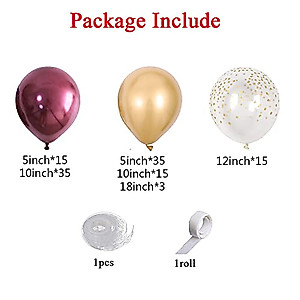 118pcs Burgundy Gold Balloon Arch Garland Kit Double Stuffed Wine Red Balloons Gold Dot Confetti Balloon for Valentines Day Birthday Wedding Decorations Baby Shower Bridal Shower Globos