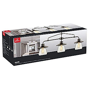 Globe Electric 64845 Nate 3-Light Pendant, Oil Rubbed Bronze, Clear Glass Shades