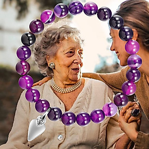 80th Birthday Gifts for Women, Amethyst Beads Birthday Bracelet for Woman Truning 80 Years Old Jewelry Gift for Her Women Mom Sister Best Friend Wife Grandmother Birthday Gifts（Amethyst）