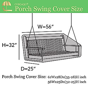 COBOAQG Porch Swing Cover Waterproof,Outdoor Hanging Swing Cover 61”Lx28”Lx(35-28)”H for Patio Garden Hanging Swing Chair 420D Oxford Fabric UV Resistant Weather Protector (Black)