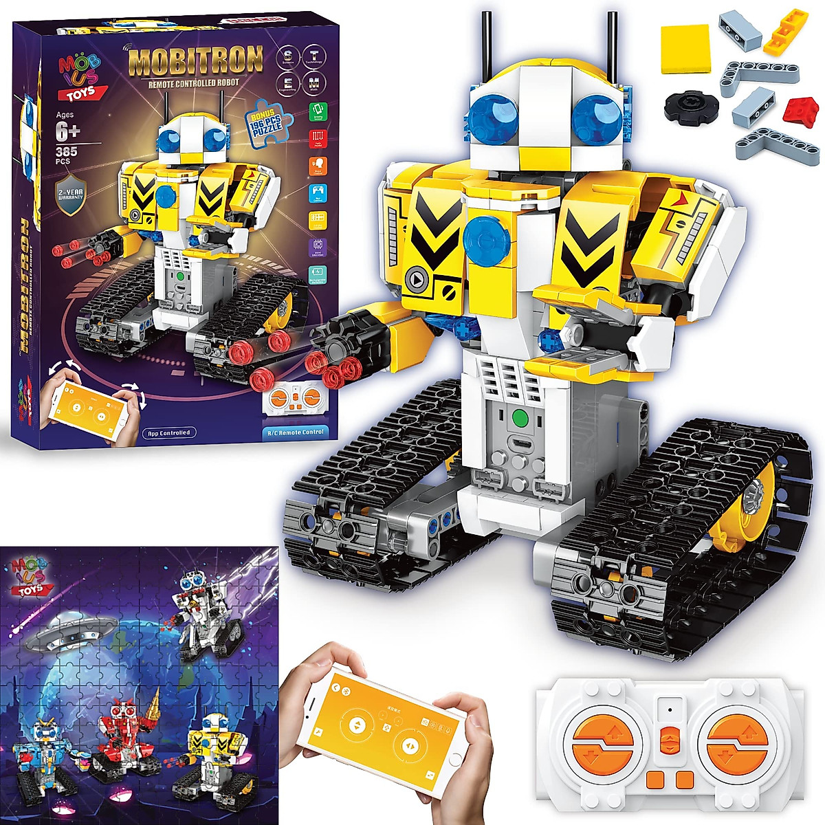 Remote Control Robot Building Kits with Remote & App - 385-Pcs Brick Blocks | Kids Learning Educational Science STEM Toys Building Toys for Girls and Boys Ages 6, 7, 8, 9, 10, 11, 12+ Years Old