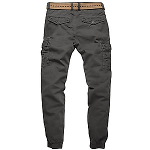 Match Men's Regular Fit Chino Jogger Cargo Pant (36W x 33L, 6539 Army Gray)