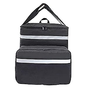 Menolana Food Delivery Backpack, Expandable Insulated Hot Pizza Bags for Delivery Bike,Leakproof Waterproof Delivery Bag with 4 Mesh Pockets Reflective Strip