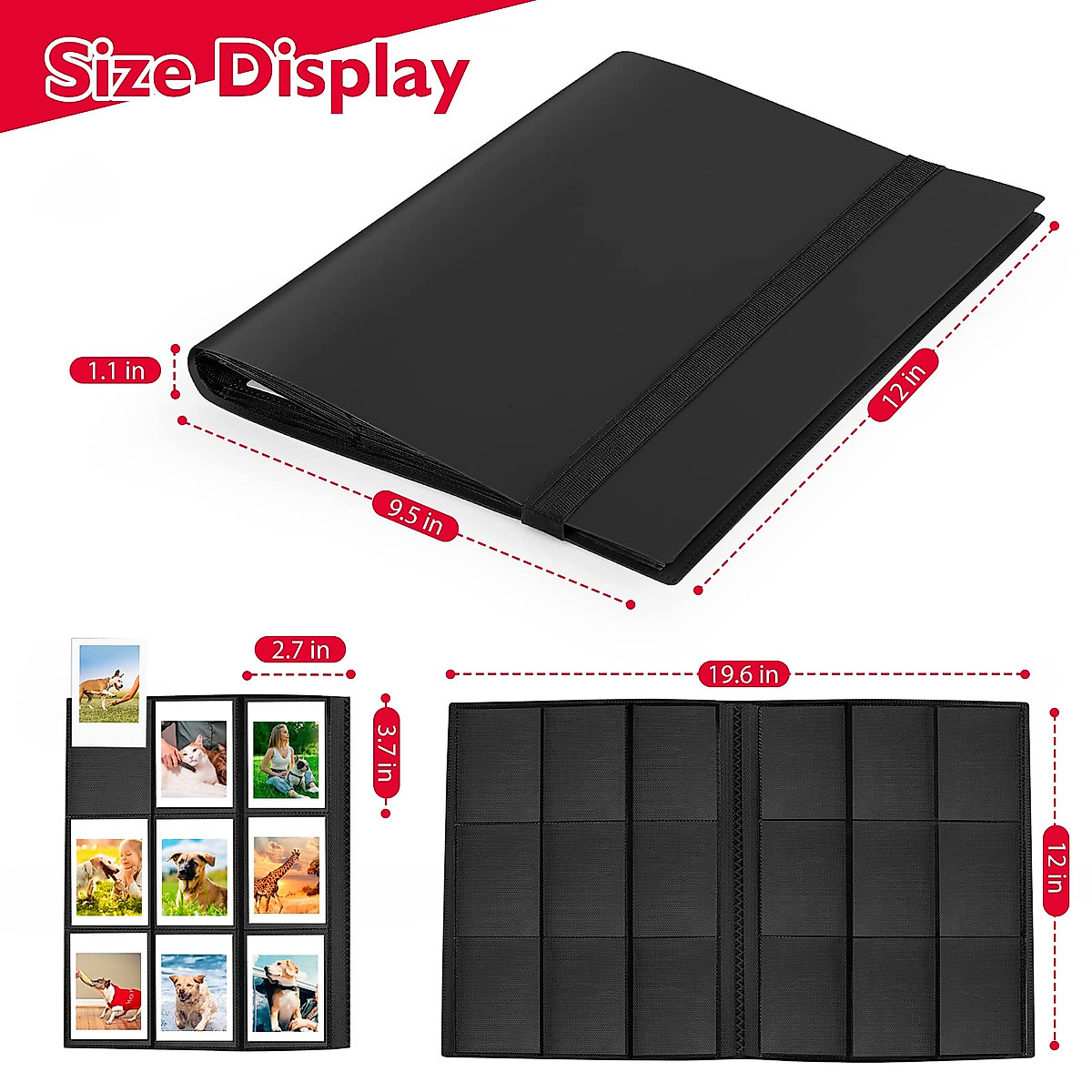 432 Pockets Photo Albums for Polaroid Mini Camera, Fujifilm Instax Mini Camera, for Fujifilm Instax Mini 11 12 9 8 7+ Instant Camera (Black)