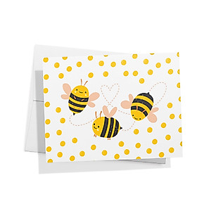 Twigs Paper - Assorted Bumble Bee Greeting Cards - Stationery Cards with Envelopes - Thank You Card - Blank Note Cards - Greeting Cards for All Occasions - Made in USA (5.5 x 4.25, Set of 12)
