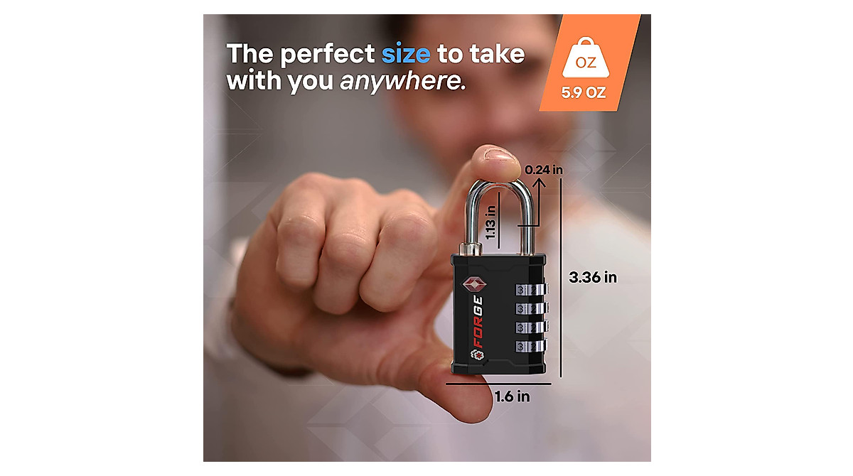 Forge TSA Approved Travel Locks - Durable 4-Digit Combination Locks