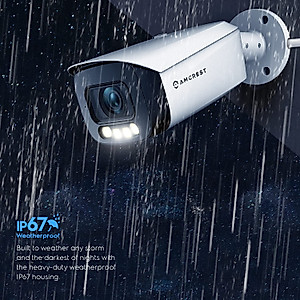 Amcrest 4K AI Bullet IP PoE Camera, 4K@30fps, 164ft Night Color Vision, Security IP Camera Outdoor, Face Detection, Human & Vehicle Detection, Built-in Siren Alarm, Built in Mic IP8M-TB2886EW-AI