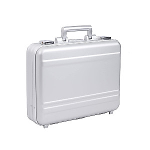 urecimy Medium 18.1X13.8X4.5 Inch Combination TSA Lock Aluminum Briefcase Metal Toolbox Cash Case 15.6 Inch Notebook Briefcase with Foam Silver