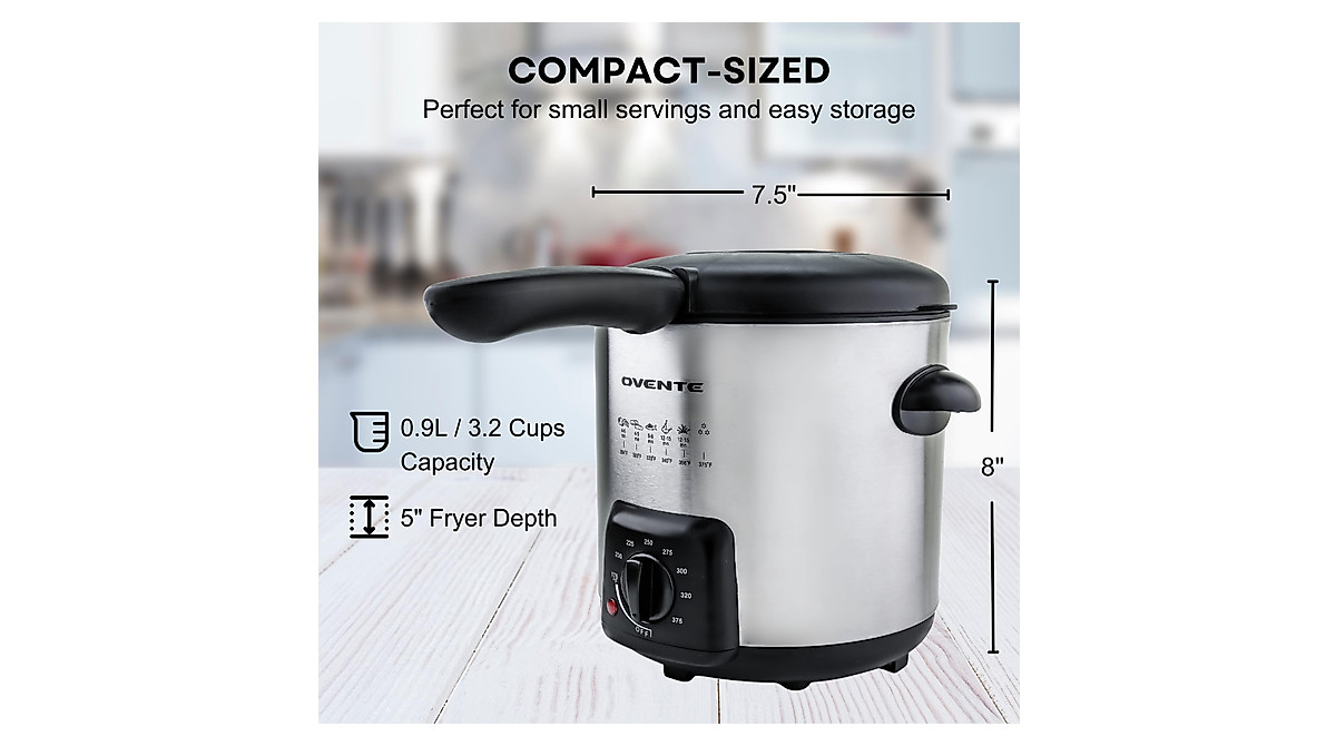 OVENTE Electric Deep Fryer 0.9L Capacity – Compact & Safe Frying