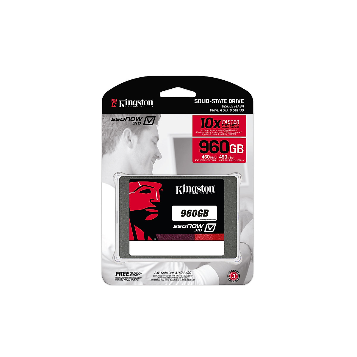 Kingston Digital 960GB SSDNow V310 SATA 3 2.5 (7mm height) Solid State Drive (SV310S37A/960G)