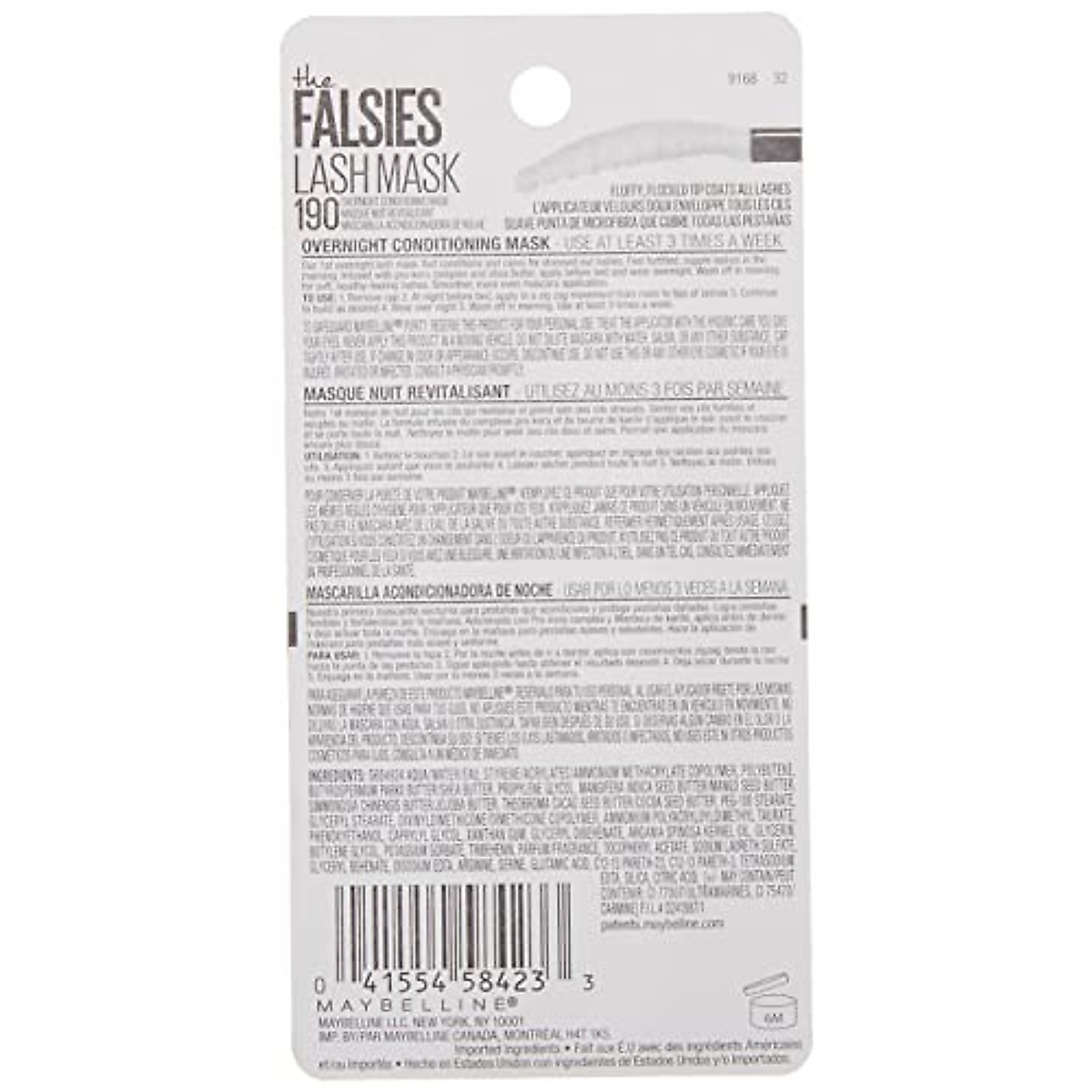 Maybelline New York The Overnight Eyelash Conditioner with Shea Butter and Argan Oil, Falsies Lash Mask, 0.33 Fl Oz