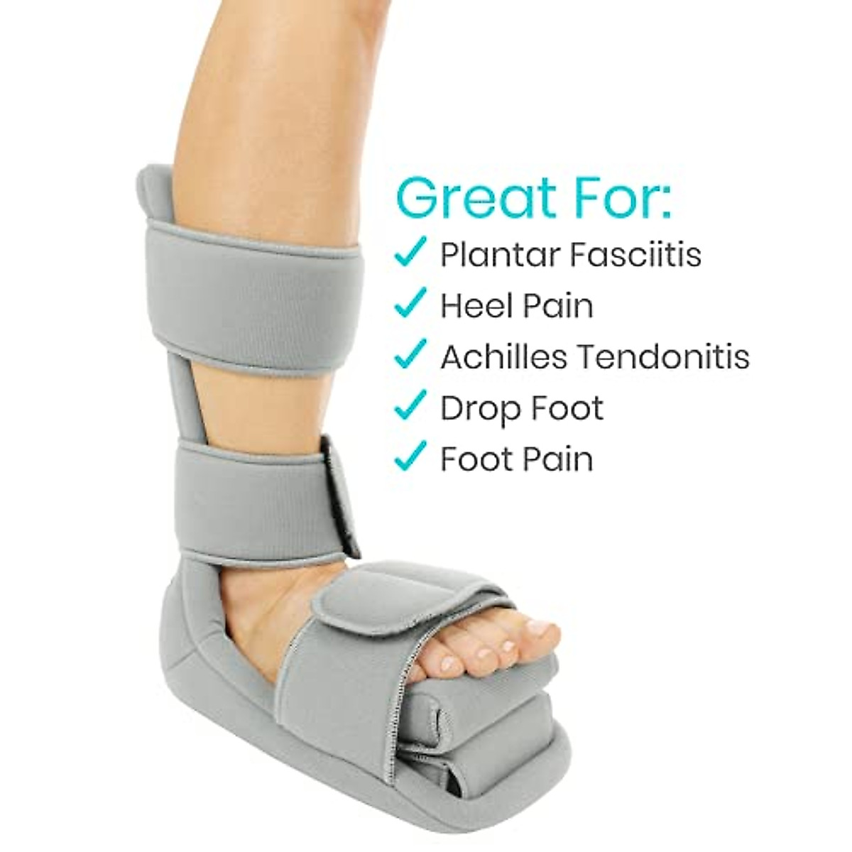 Vive Plantar Fasciitis Night Splint Plus Trigger Point Spike Ball - Soft Leg Brace Support, Orthopedic Sleeping Immobilizer Stretch Boot (Small: Men's: Up to 5, Women's: Up to 6.5)