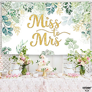 KatchOn, Green Miss to Mrs Banner - XtraLarge, 72x44 Inch | Miss to Mrs Backdrop for Green and Gold Bridal Shower Decorations | Bridal Shower Backdrop, Bachelorette Party Decorations, Miss to Mrs Sign