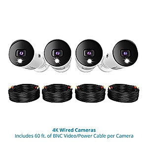 Night Owl Sp 4 Channel Bluetooth Video Home Security Camera System with (4) Wired 4K UHD Indoor/Outdoor Spotlight Cameras and 1TB Hard Drive, White, (BTD8-41-4L)