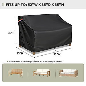 KylinLucky Waterproof Patio Loveseat Covers 52W x 35D x 35H inches,2-Seater Heavy Duty Outdoor Furniture Sofa Covers Black
