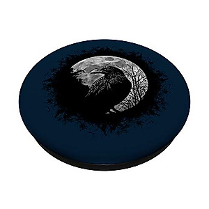 Mystic Black Crow Artwork Full Moon Raven PopSockets PopGrip: Swappable Grip for Phones & Tablets