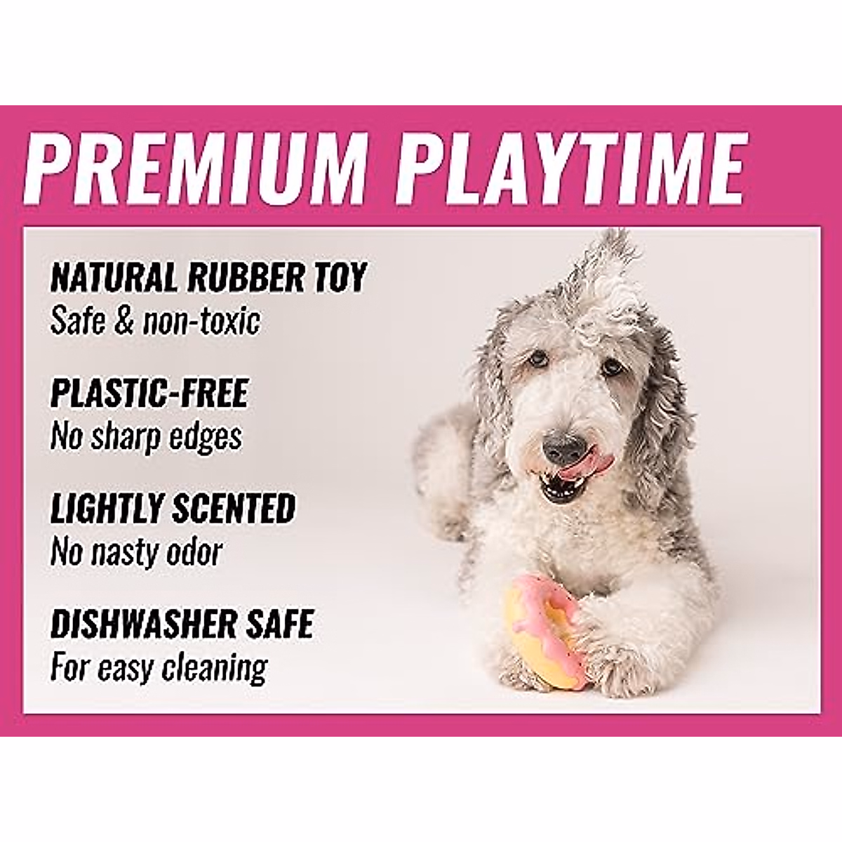 Donut Dog Toys - Dog Toys for Aggressive Chewers - Durable Dog Chew Toy - Rubber Dog Toys for Medium, Large Dogs - Tough Dog Toys - Heavy Duty Dog Toy - Dog Birthday Gift (1 x Pink)