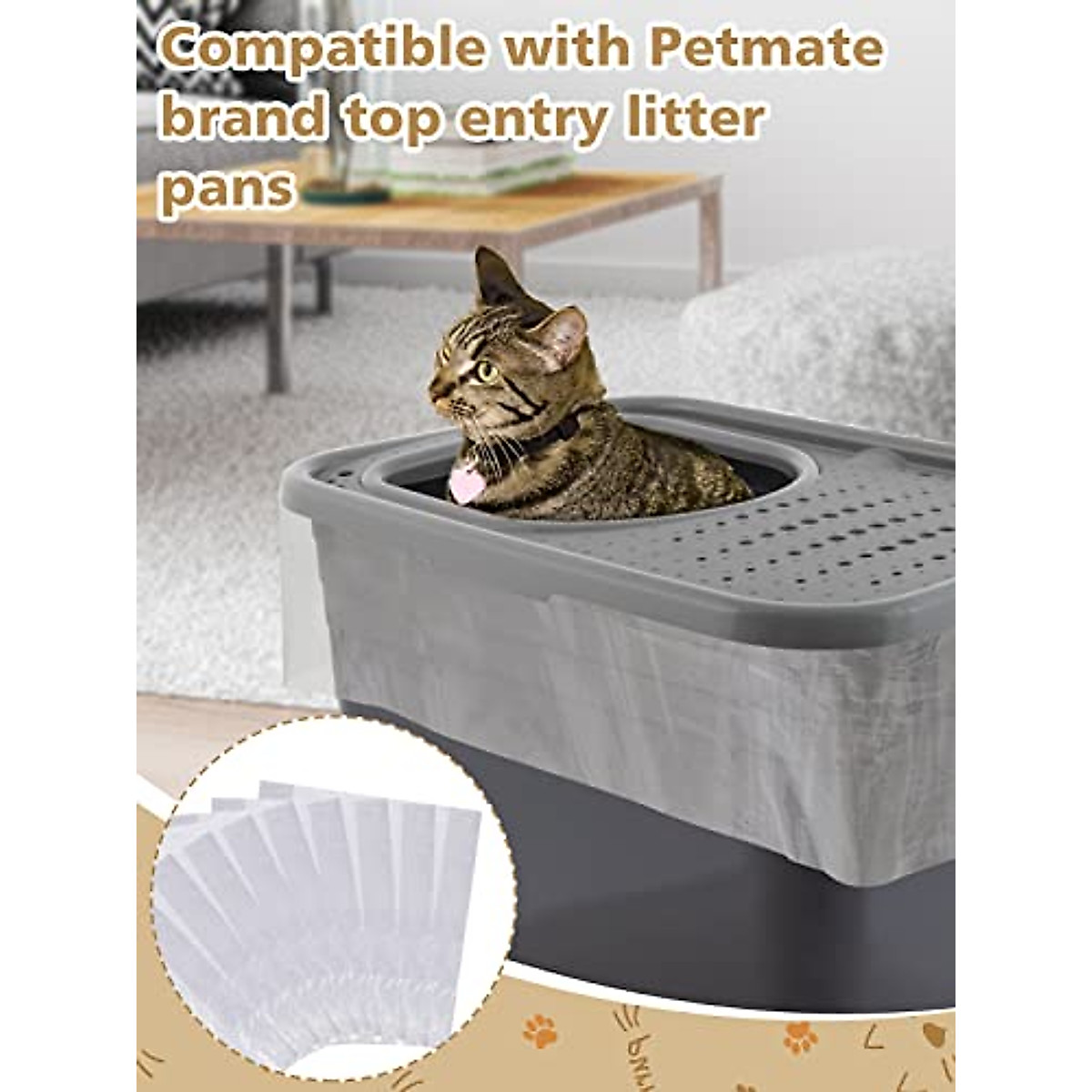 24 Pcs Litter Pan Liners Fit for Petmate Brand, Compatible with Top Entry Litter Pans Model, Durable Thickened Replacement Liner Bags for Disposal of Cat Waste