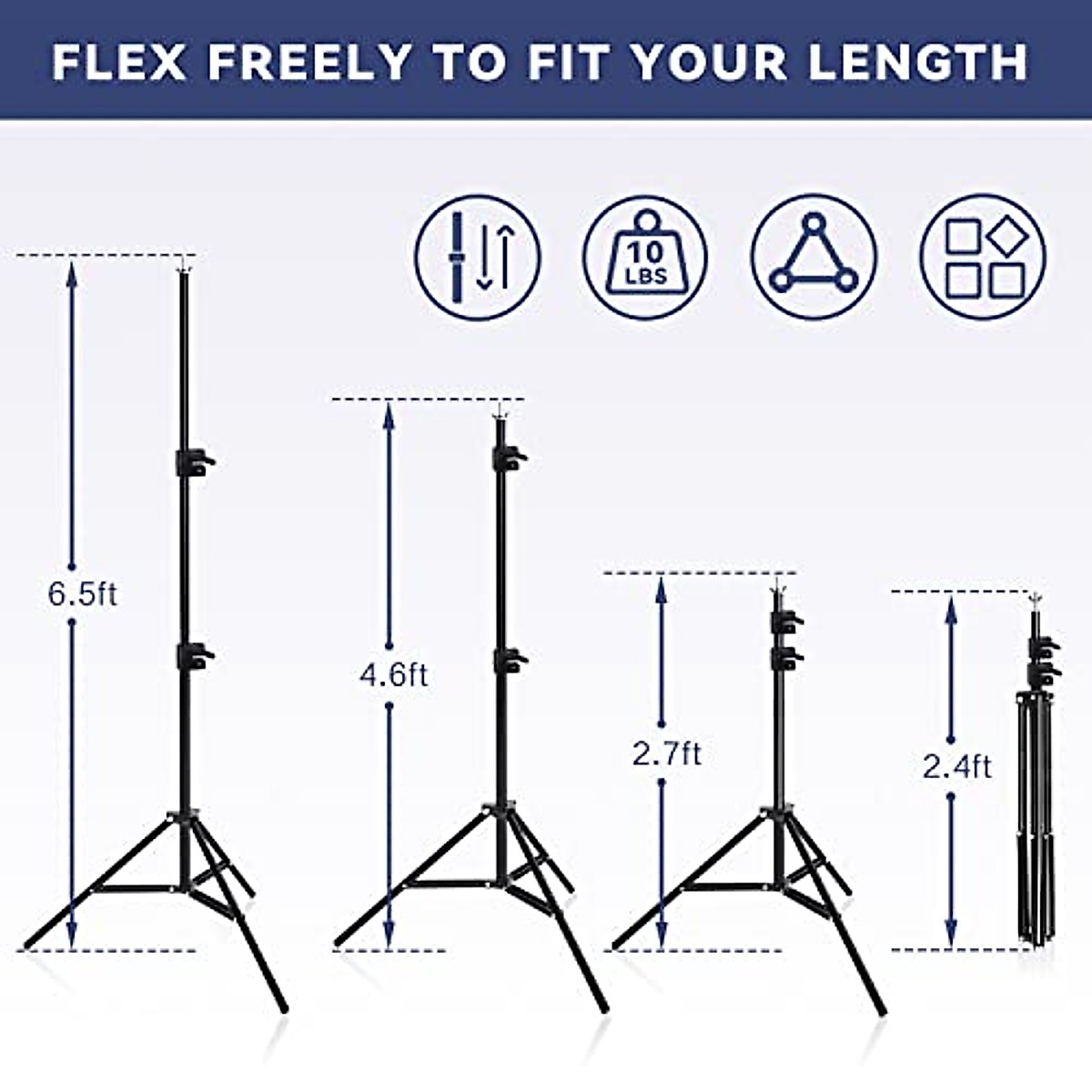Backdrop Stand for Parties, IFKDNR Back Drop Adjustable Stand, 6.5ftx6.5ft Portable Background Stand for Baby Shower, Birthday Parties, Photo Studio