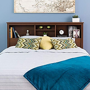 Prepac Full/Queen Bookcase Headboard, Cherry & Sonoma Nightstand with Open Shelf, Cherry