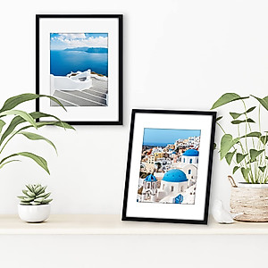 Americanflat 11x14 Picture Frame with Shatter-Resistant Glass - Set of 2 - Use as 8x10 Frame with Mat or 11x14 Frame Without Mat - Streamline Collection - Thin Photo Frame for Wall Display - Black