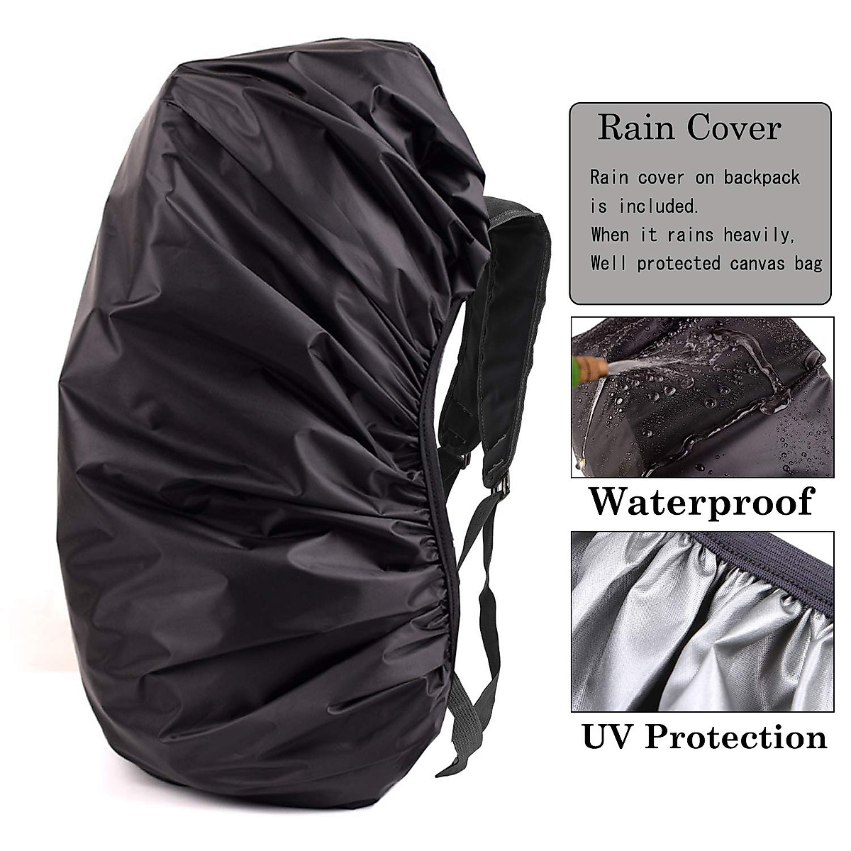 Tactical Hiking Backpack, Travel Daypacks 70 Liters Waterproof Mountain Sports Bags with Dust Cover (Black, 70L)