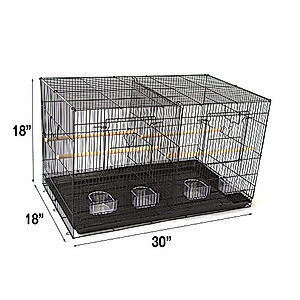 Flyline Lot of 4 Breeding Bird Carrier Cage with Dividor 30 x 18 x18 for Parakeet Canary Finch Loverbird (Black)