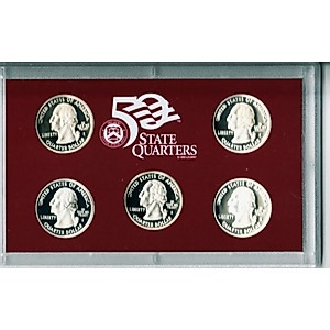 2008 S 2008 S Proof State Quarter Set 90% Silver No Box or COA 5 Coins US Mint Quarter US Mint Proof