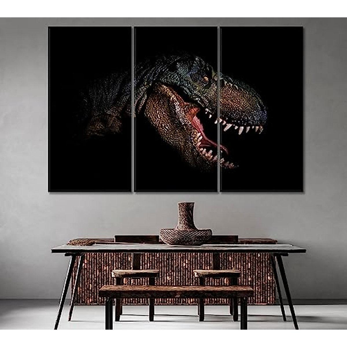 Dinosaur Head in the Dark Canvas Print 1 Panel / 36x24 inches