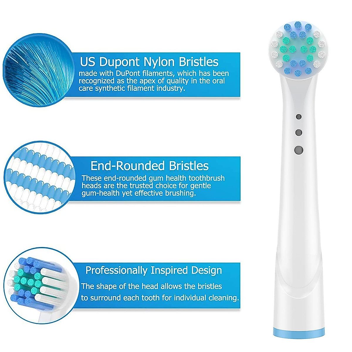 Replacement Brush Heads for Oral B Compatible Electric Toothbrush Heads, Including 4 Precision, 4 Floss, 4 Cross and 4 Whitening - 16 Variety Pack