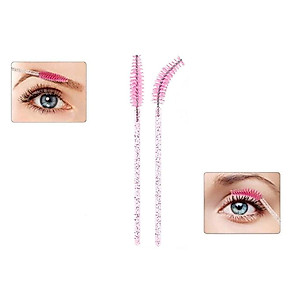 SINEN 50 PCS Disposable Eyelash Brush Mascara Brushes Makeup Brushes Kits for Eye Lashes Extension Eyebrow and Makeup (Crystal Pink)
