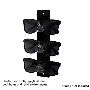 Marketing Holders Glasses Holder Holds 3 Pair Wall Mount with Hanging Hardware Black Acrylic Retail Locations Space Saver Organizer Storage Warehouses Eyeglasses Sunglasses Spectacles Bifocals