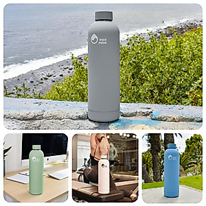 equi aqua Stainless Steel Water Bottles - 25 oz, Double Wall Vaccuum Insulated Water Bottle, Hot and Cold Leak Proof Metal Water Bottles for Sports, Gym, Camping (sleek grey)