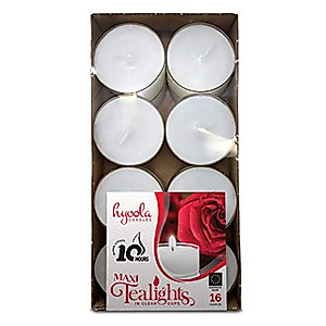 Hyoola Tea Light Candles - 16 Pack - White Jumbo Unscented Tealight Candles - Long Burning - 10 Hours