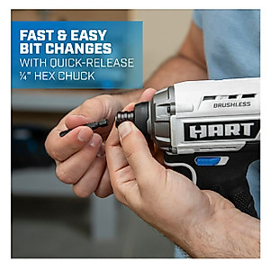 HART 20-Volt Cordless Brushless Drill and Impact Combo Kit with 10" Storage Bag, (2) 2.0Ah Lithium-Ion Batteries, HPCK252B