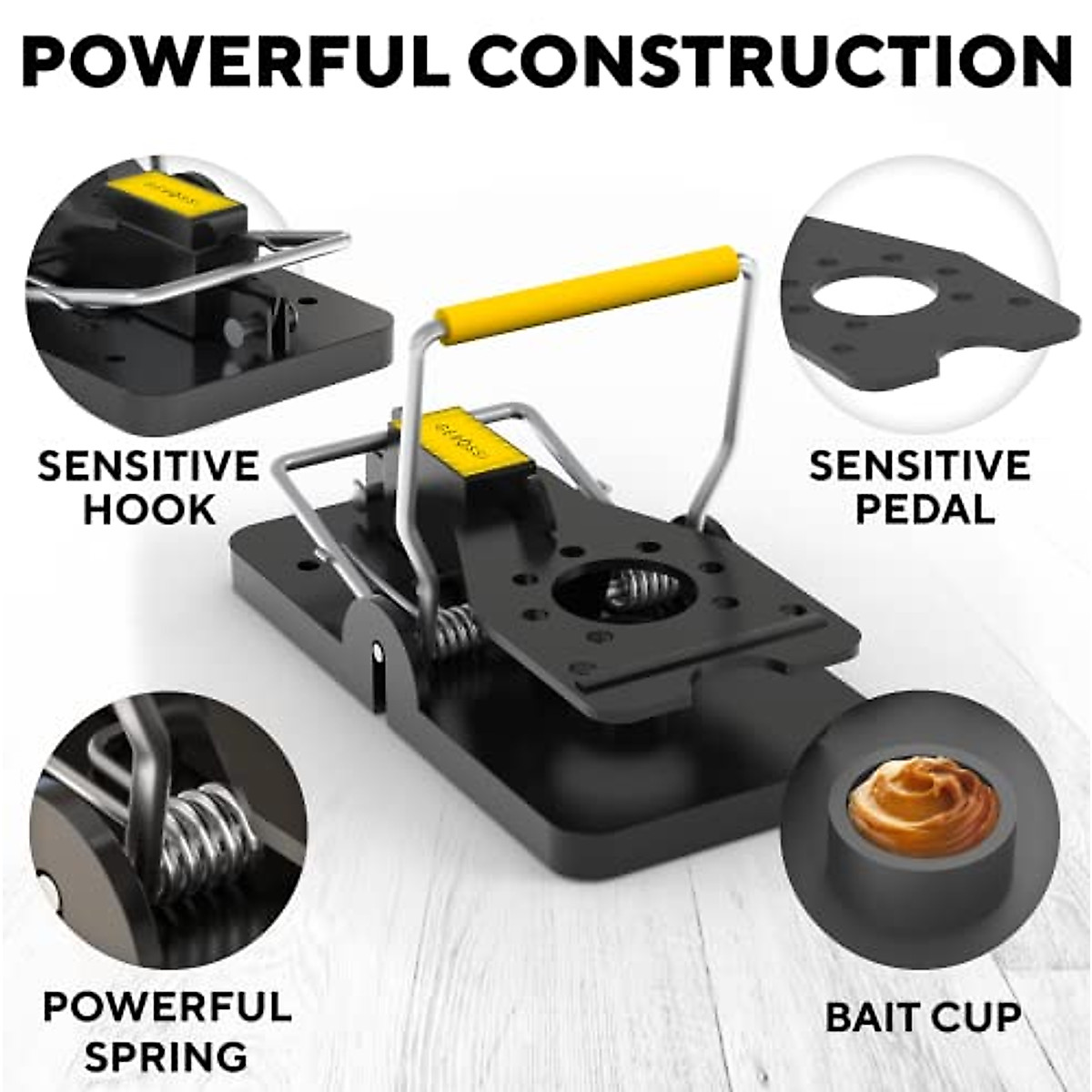 Instant Mouse Mice Traps Pack of 6 - for House, Indoor & Outdoor - Easy Setup & Reusable w/Powerful Spring - Quick & Effective Mousetrap Catcher, Best Traps to Remove Unwanted Rodent from Your Home