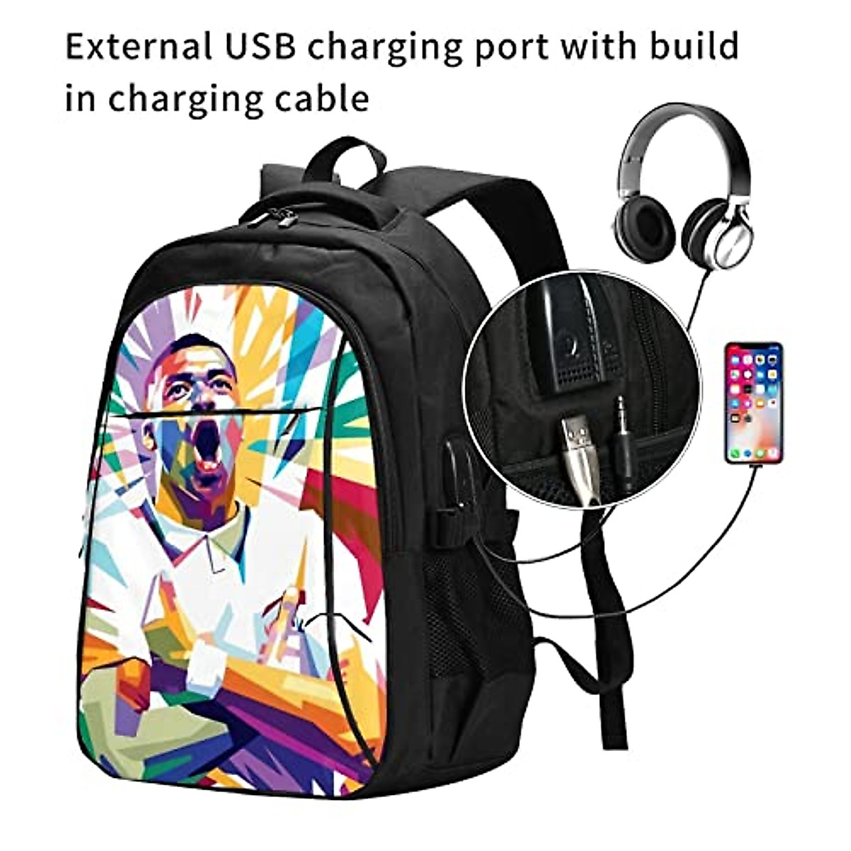 Luja Dling #7 Mbappe 2023 Adult Backpacks Bag Laptop Bag Bookbag Usb Backpack 17 Inch For Daily