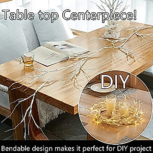 Fudios Lighted Birch Garland with Timer 48 LED Fairy Lights 6ft Battery Operated for Mantle Decor, Lit Twig Garland Christmas Indoor Outdoor Wedding Home Wall Decoration