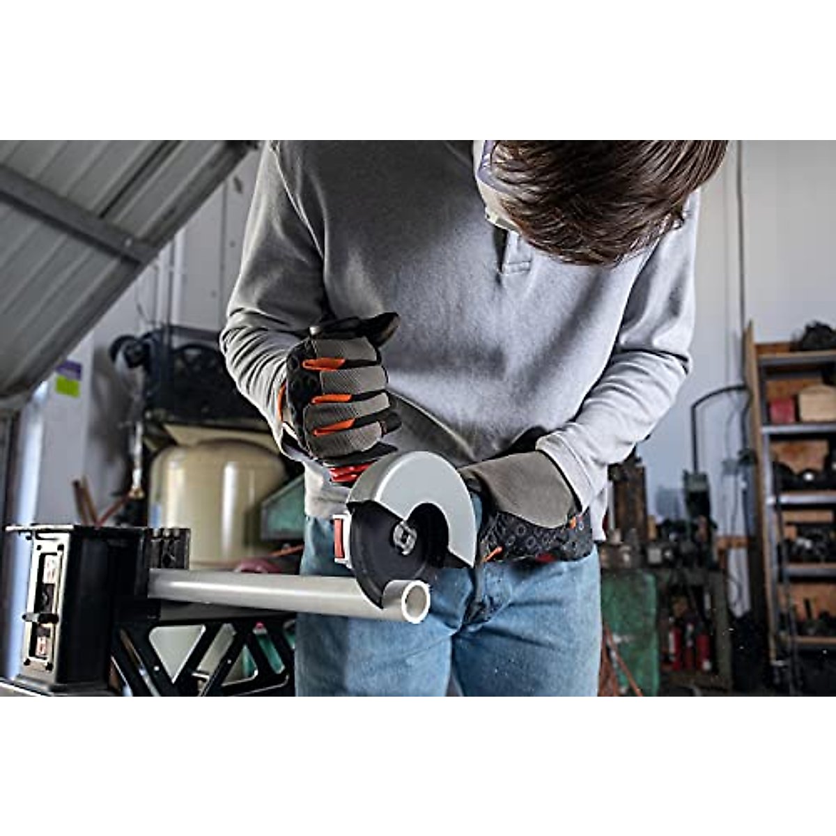 BOSCH GWX18V-50PCN 18V X-LOCK EC Brushless Connected-Ready 4-1/2 In. – 5 In. Angle Grinder with No Lock-On Paddle Switch (Bare Tool), Black,blue,grey