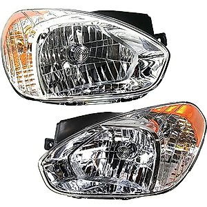 HDOZTOJI 2pcs Headlight Halogen Bulb Driver Passenger Side Clear Lens Headlamp W/Bulb 921021E011 for Hyundai for Accent GLS/GS/SE 07-11 & GL/L 08-11 (2) Headlights Left and Right