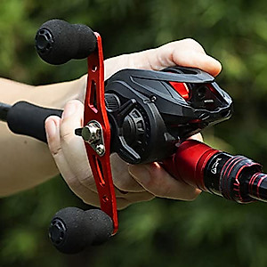 Adoolla Lure Low-Profile Reel, 6.3:1 Gear Ratio Ultra Smooth Baitcaster Fishing Reel, Long Casting Metal Fishing Baitcasting Reel AC2000 red (Left Hand)