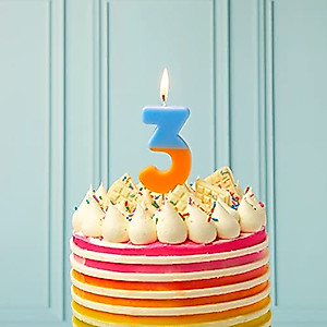 Talking Tables Orange and Blue Number 3 Candle for Cakes | Colourful Birthday Cake Topper Decorations for Kids Party, Boys 13th, Girls, Anniversary, Milestone
