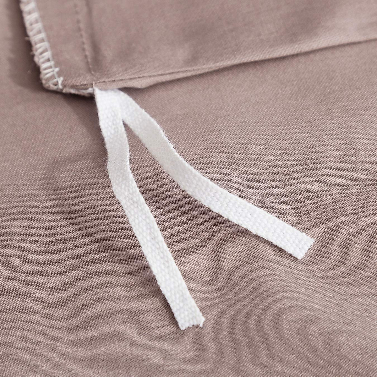 SUSYBAO Single Duvet Cover Twin 100% Cotton 2 Pieces Set 1 Taupe Duvet Cover with Zipper Ties 1 Pillow Sham Soft Farmhouse Solid Color Taupe Bedding Set Lightweight