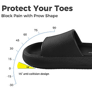 Leevar Black Cloud Slippers for Women and Men Massage Shower Bathroom Non-Slip Open Toe Cloud Slide Soft Comfy Thick Sole Cloud Cushion Slide Sandals