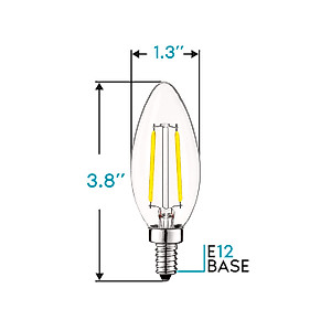 LUXRITE 4W Vintage Candelabra LED Bulbs Dimmable, 400 Lumens, 5000K Bright White, LED Chandelier Light Bulbs 40W Equivalent, Clear Glass, Filament LED Candle Bulb, UL Listed, E12 Base (16 Pack)