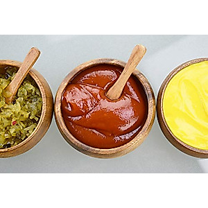 Pacific Merchants Acaciaware Natural Acacia Wood Round Calabash Bowl, 4-Inch, Set of 4